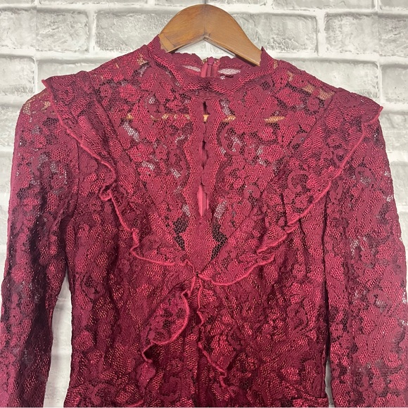 SAYLOR | Dresses | Sailor X Free People Devin Wine Flutter Cuff Sleeve ...